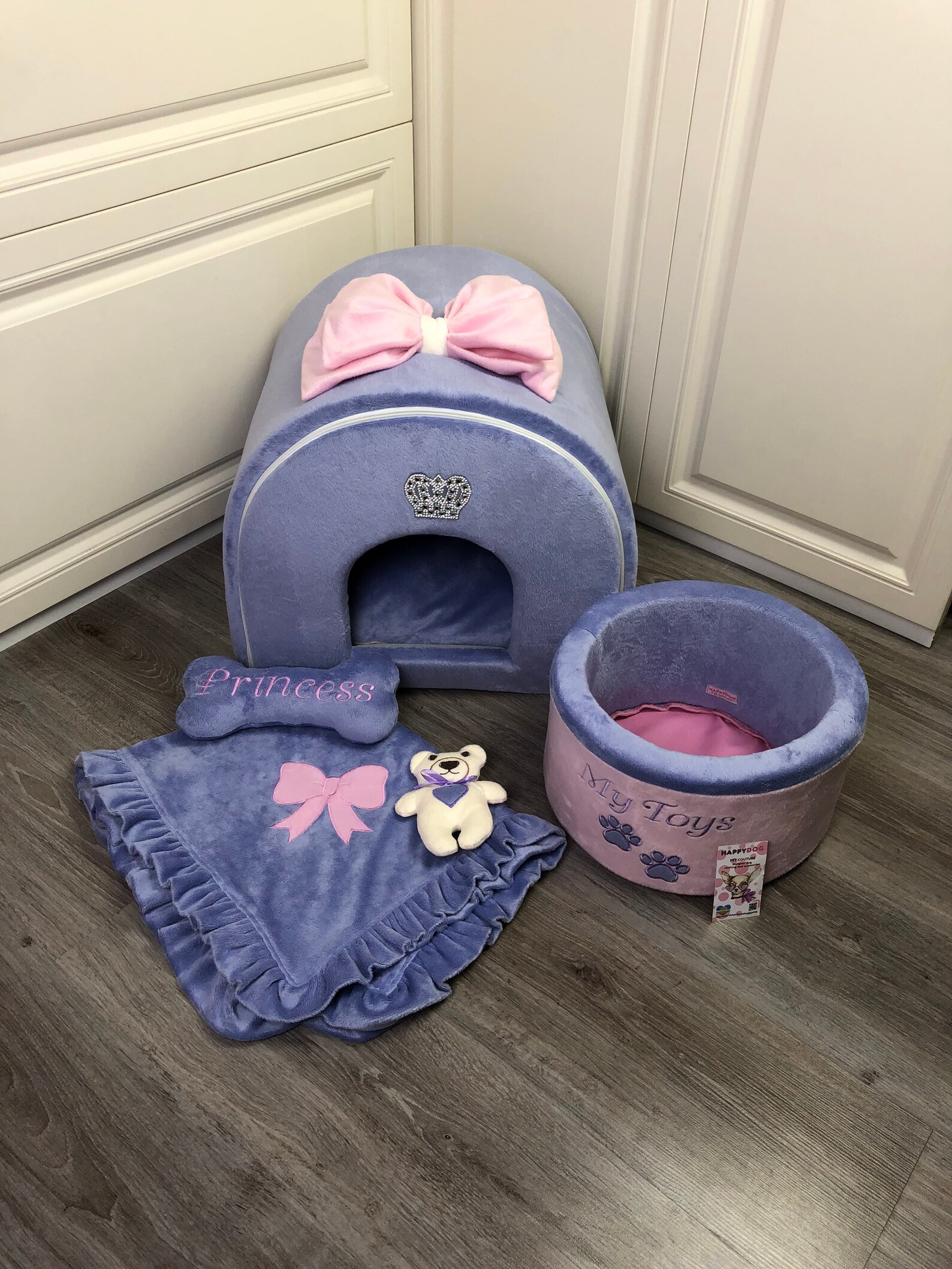Lavender and Baby Pink Dog House Luxury Dog Bed Designer Dog House for ...