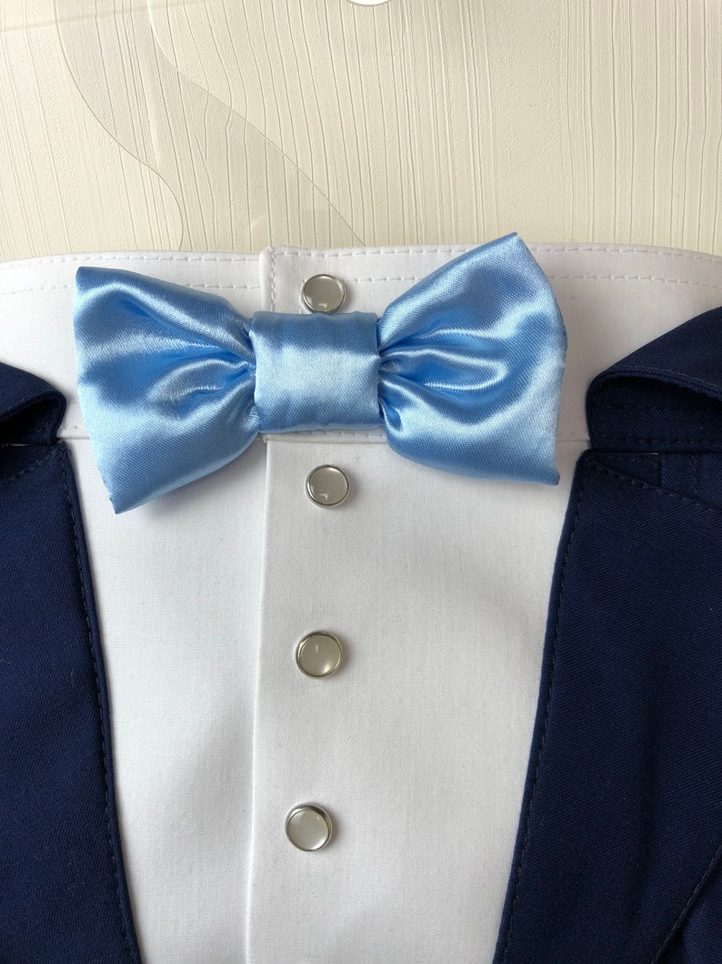 Navy blue dog tuxedo with light blue bow tie Bespoke dog tux | Etsy