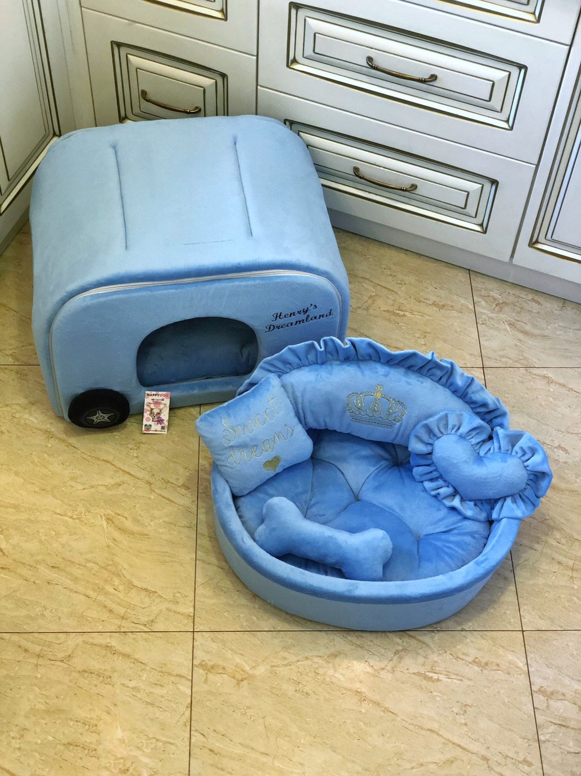 Bay Blue Designer Dog Bed Prince Dog Bed Princess Go Bed - Etsy