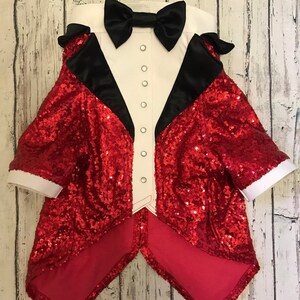 Red Sequins Dog Tuxedo With Black Bow Tie Dog Wedding Attire - Etsy
