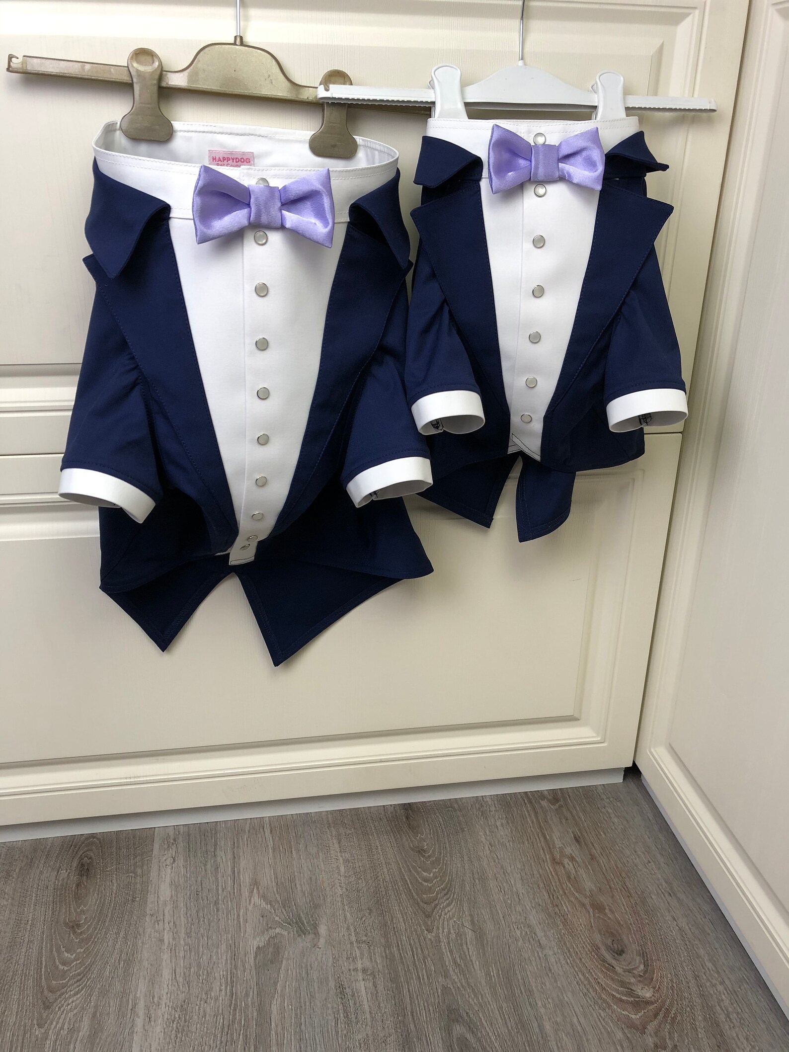 Navy Blue Dog Tuxedo With Lavender Bow Tie English Bulldog Suit Dog Wedding Attire Formal Dog ...