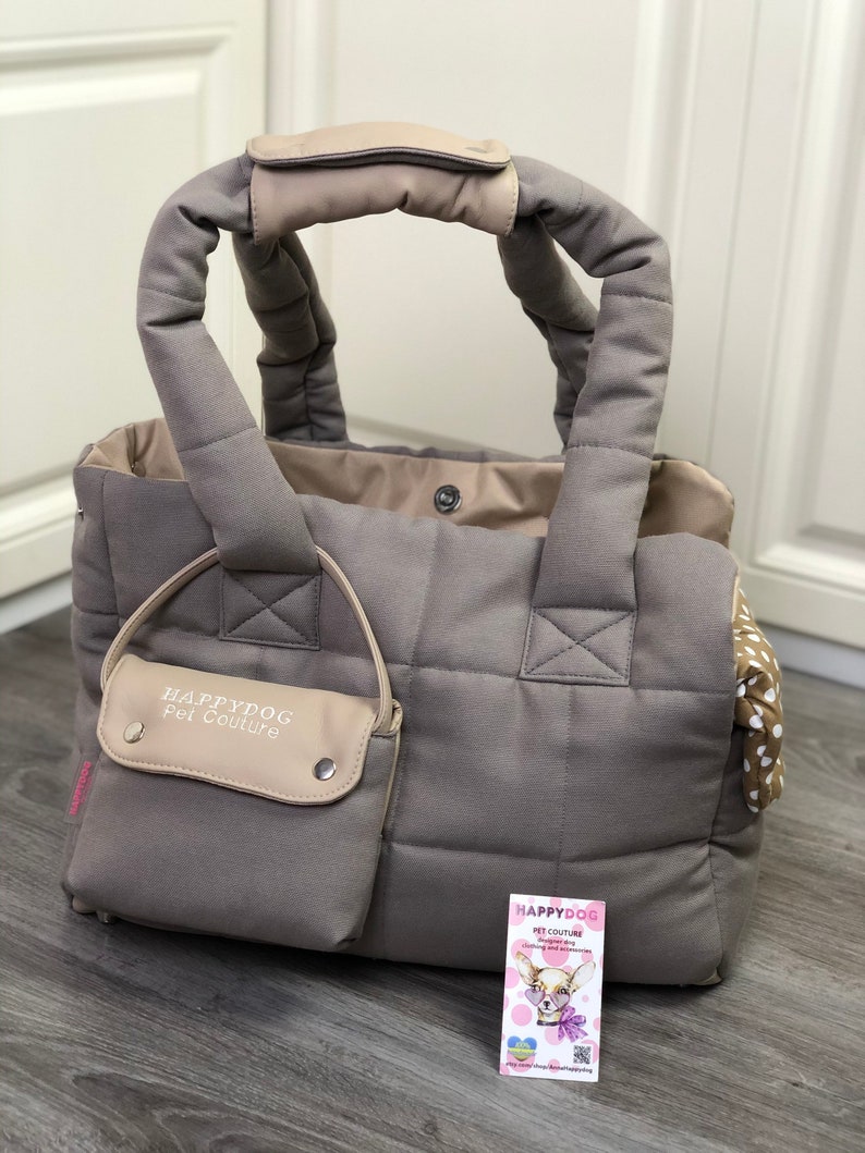 Beige Gray Designer Dog Carrier Bag for Small Dog Bag Puppy - Etsy