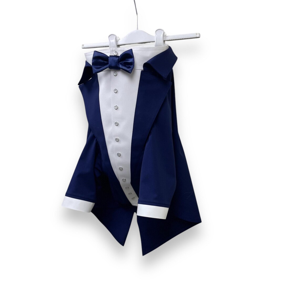Navy Blue Dog Tuxedo With Blue Bow Tie Formal Dog Suit for Weddings ...