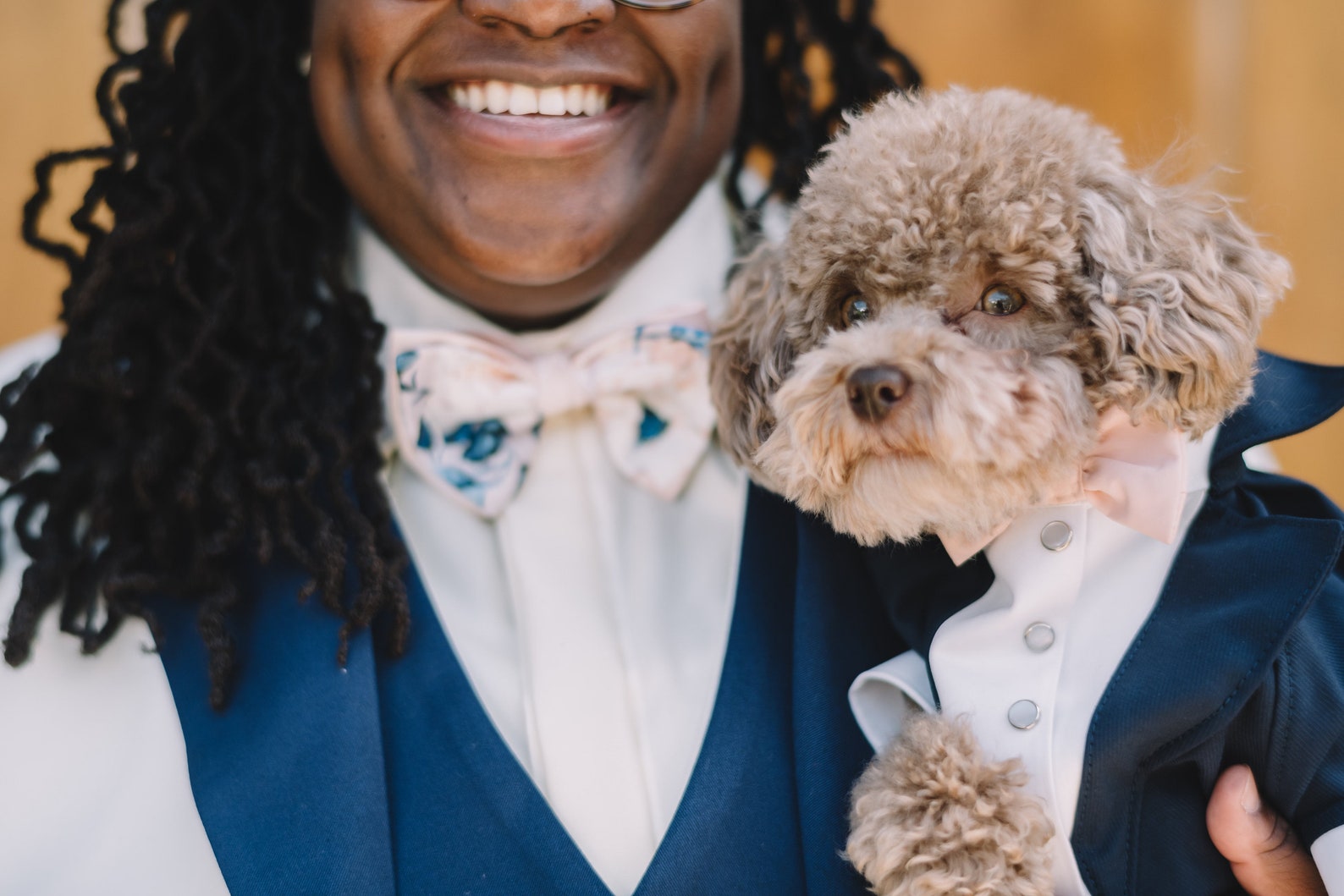 Navy Blue Dog Tuxedo With Blush Bow Tie Dog Wedding Attire Formal Dog ...