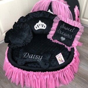 Black and Pink Princess Dog House Luxury Dog Bed Designer Dog House for ...