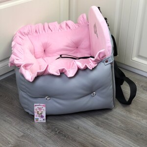 Gray and Pink Dog Car Seat Luxury Pink Pet Driving Kit Designer Dog Car ...
