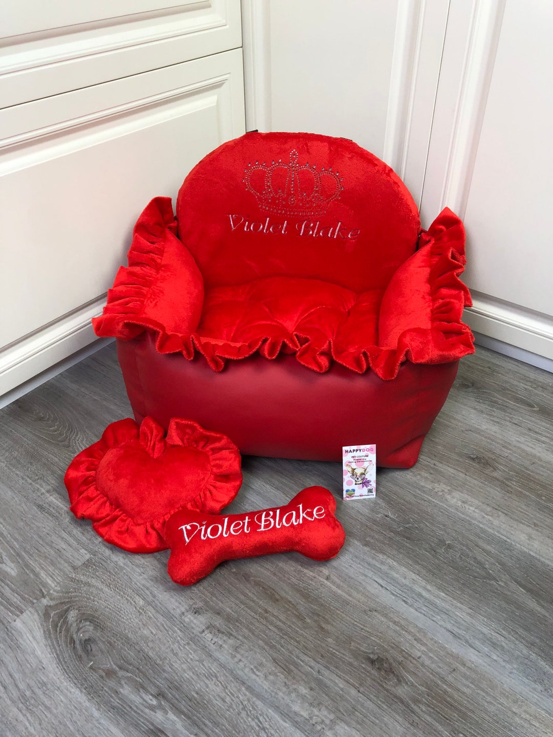 Red Dog Car Seat Bed: Personalized Luxury Travel Pet Bed - Etsy