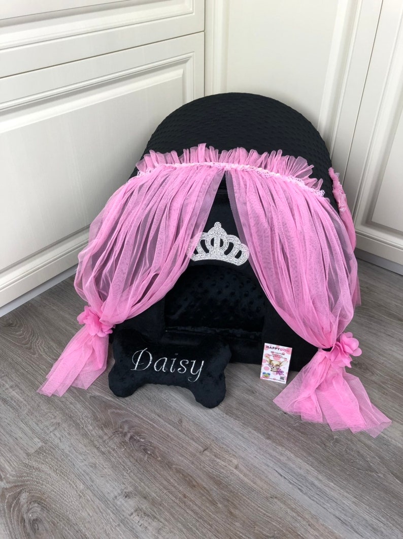 Black and pink princess dog house Luxury dog bed Designer dog | Etsy