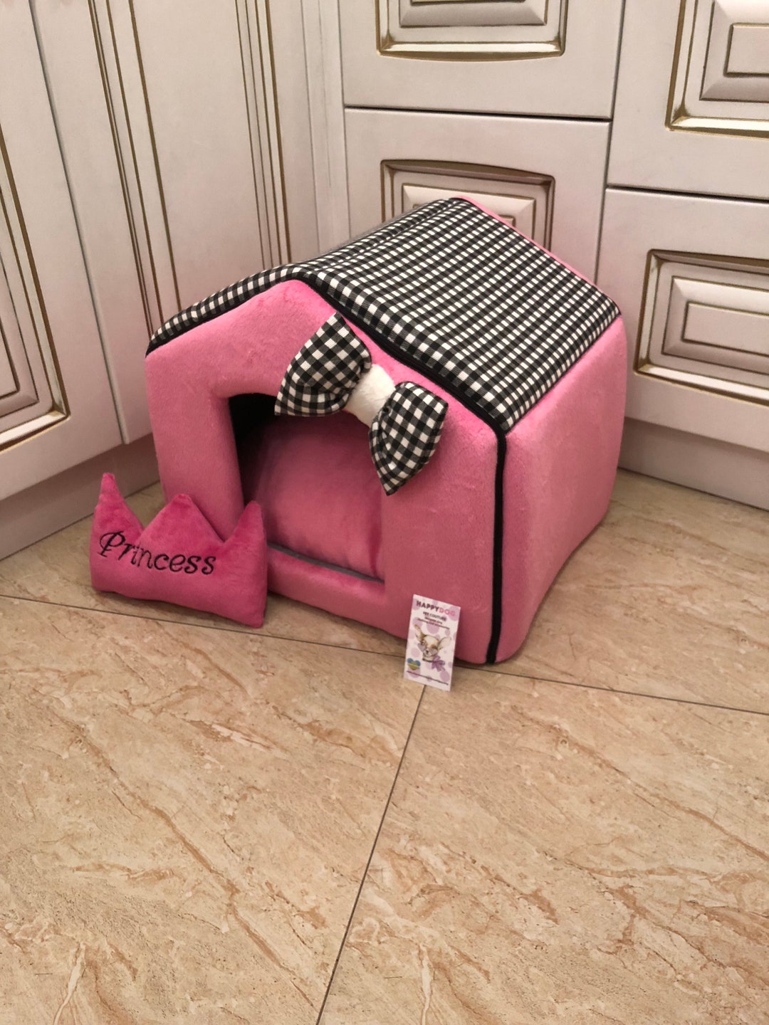 Pink and Black Designer Dog House Personalized Dog Bed Custom Made Dog ...