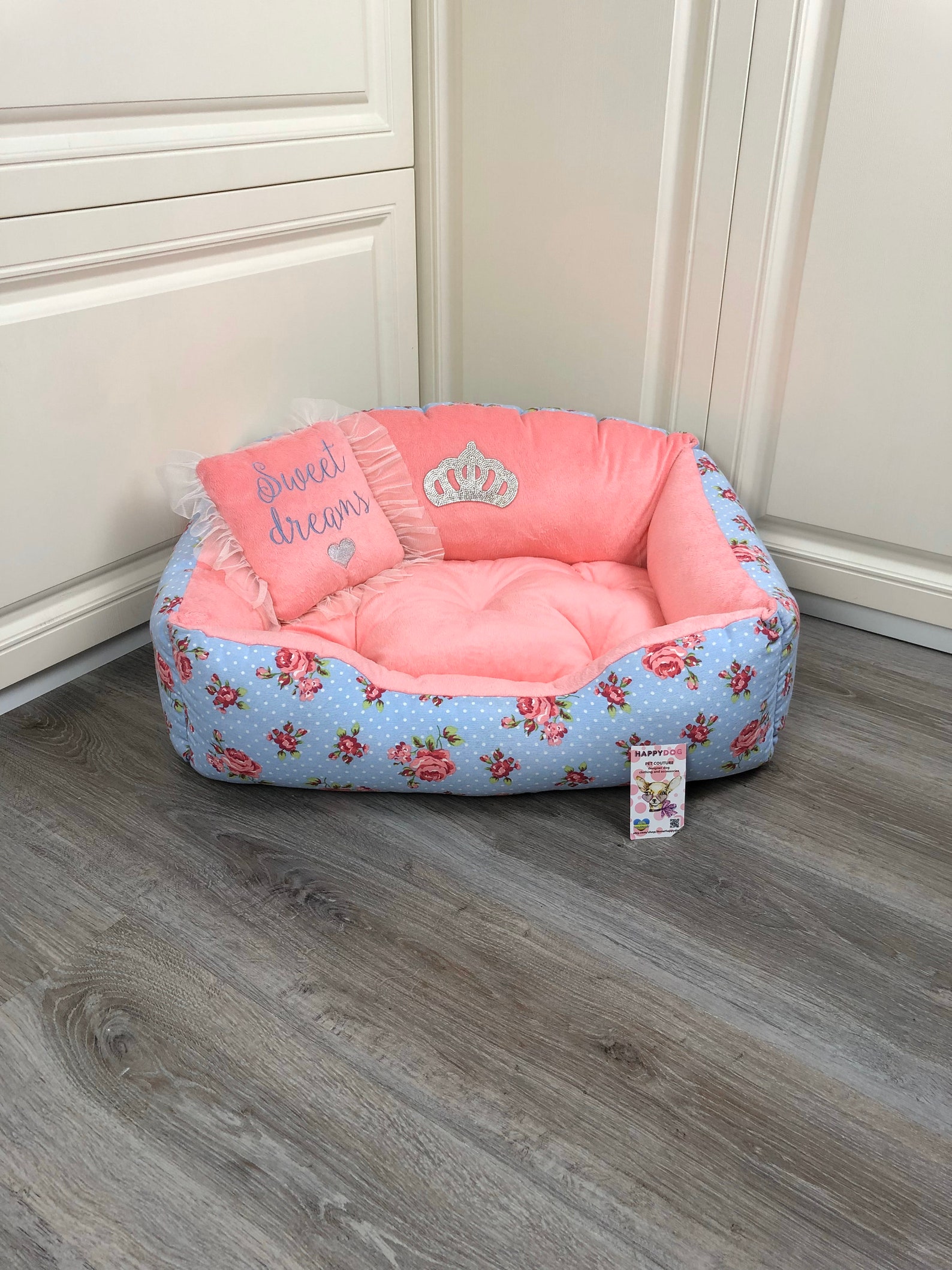 Flower and Flamingo Pink Designer Dog Bed Princess Dog Bed - Etsy