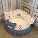 Cream and Blue Princess Bed With Crown Sparkles Designer Pet - Etsy