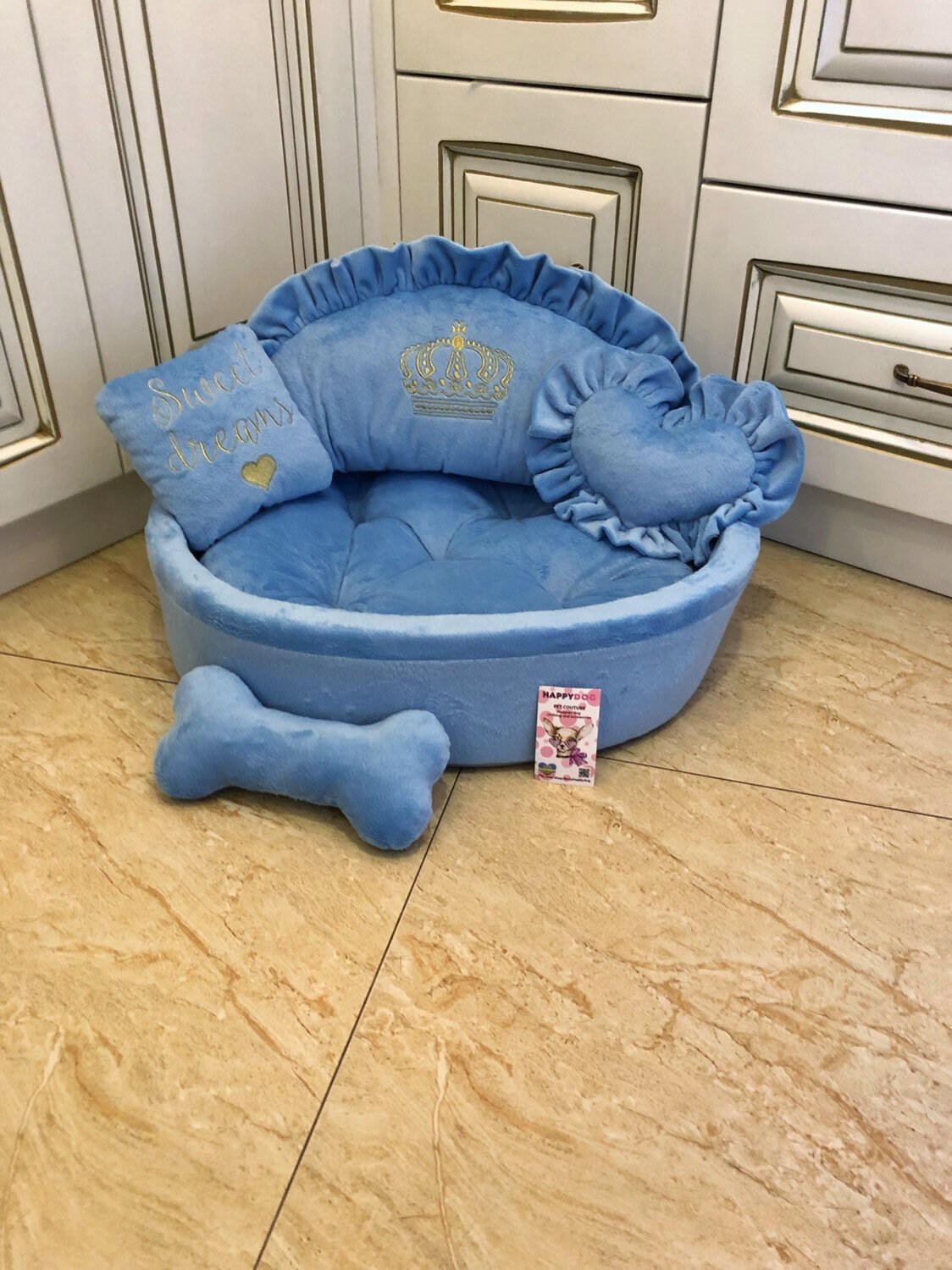 Bay Blue Designer Dog Bed Prince Dog Bed Princess Go Bed | Etsy