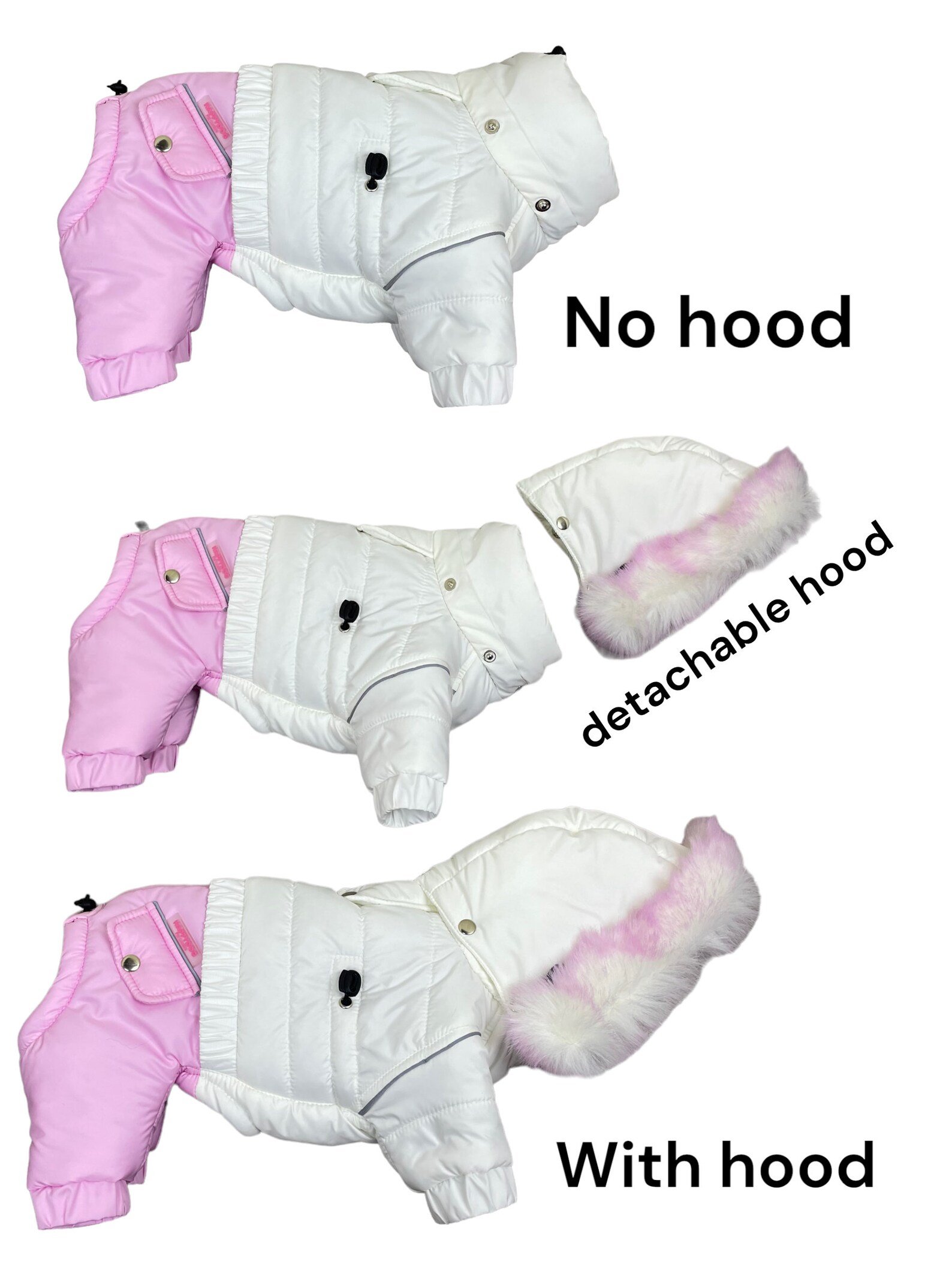 Custom Dog Puffer Suit: Rose Pink & Burgundy Winter Overall - Etsy
