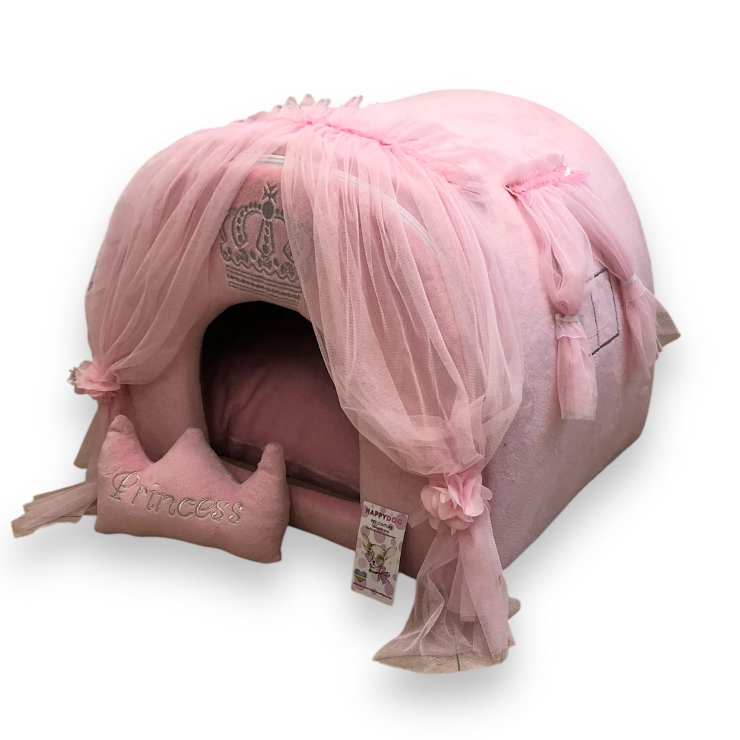 Baby Pink Princess Dog House: Luxury Pet Bed With Tulle Curtains - Etsy