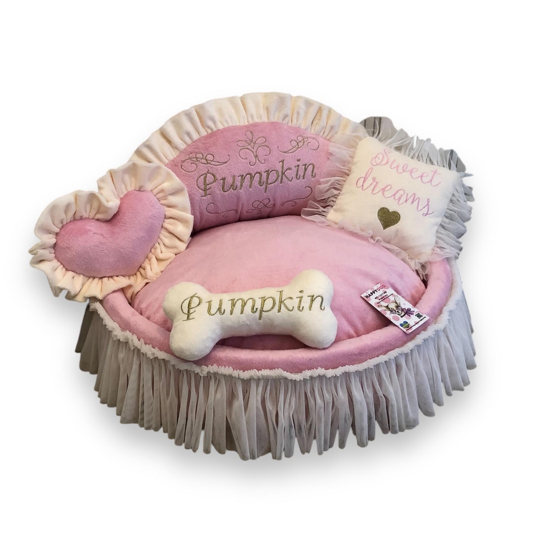 Princess Dog Bed: Pink Minky Fur Pet Bed With Tulle Skirt - Etsy