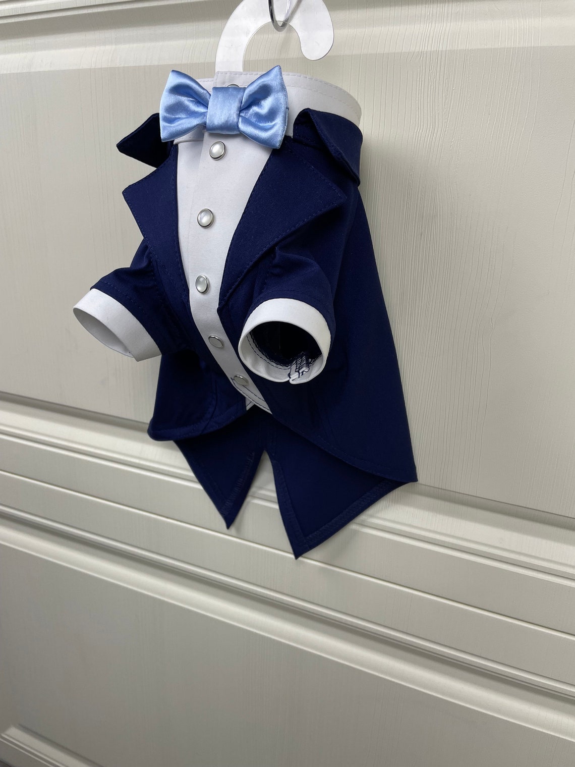 Navy Blue Dog Tuxedo With Sky Blue Bow Tie Bespoke Dog Tuxedo - Etsy