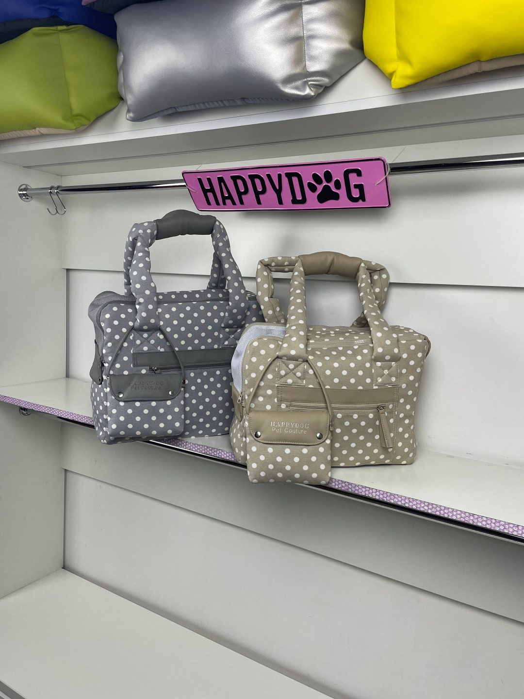 Gray Polka Dot Foam Dog Carrier Exclusive Dog Carrier Bag for Small Dog ...