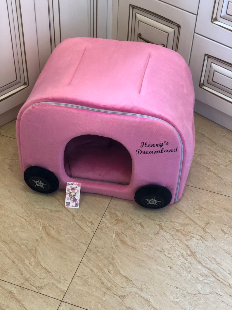Pink Dog Caravan With Wheels Customized Luxury Dog Car Bed | Etsy