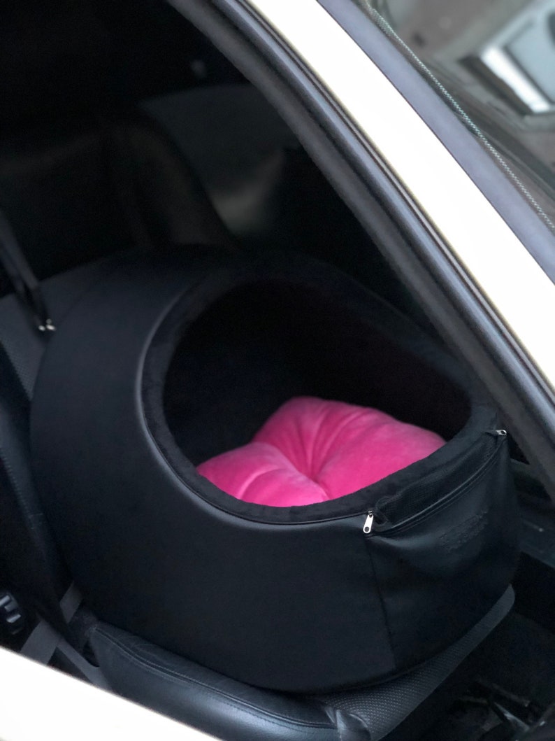 Black faux leather dog car seat Driving kit for dog Designer | Etsy