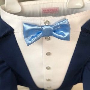 Navy Blue Dog Tuxedo With Light Blue Bow Tie Bespoke Dog Tuxedo Dog Wedding Attire Formal Dog ...