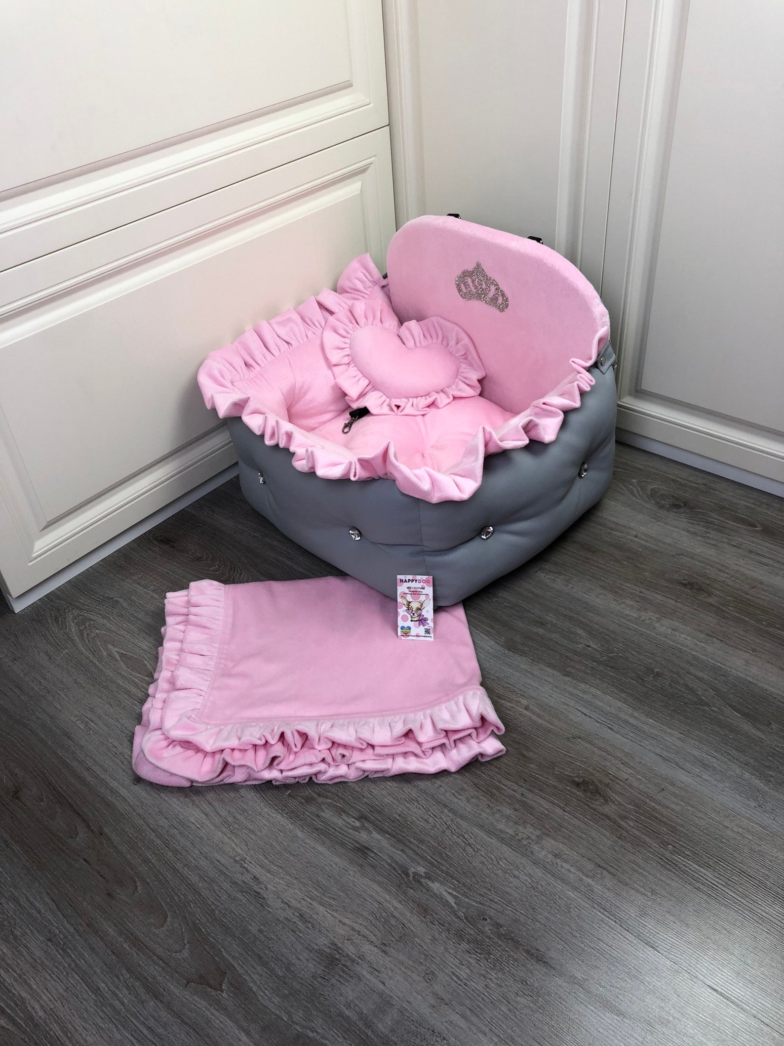 Gray and Pink Dog Car Seat Luxury Pink Pet Driving Kit - Etsy