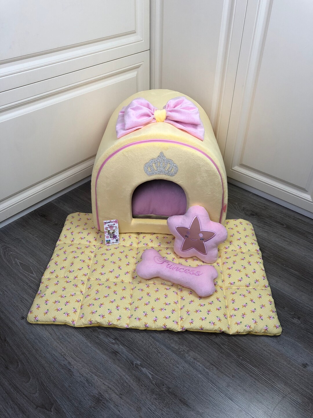 Yellow and Pink Princess Dog House Luxury Dog Bed Designer Dog - Etsy