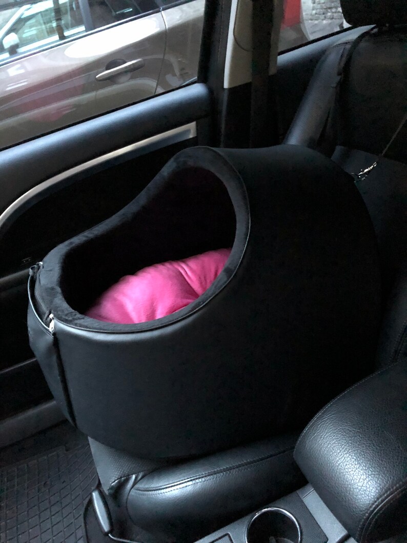 Black faux leather dog car seat Driving kit for dog Designer | Etsy