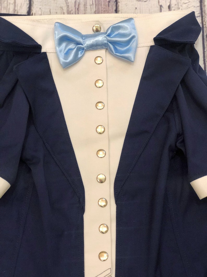 Navy Blue Dog Tuxedo With Sky Blue Bow Tie Bespoke Dog Tuxedo | Etsy
