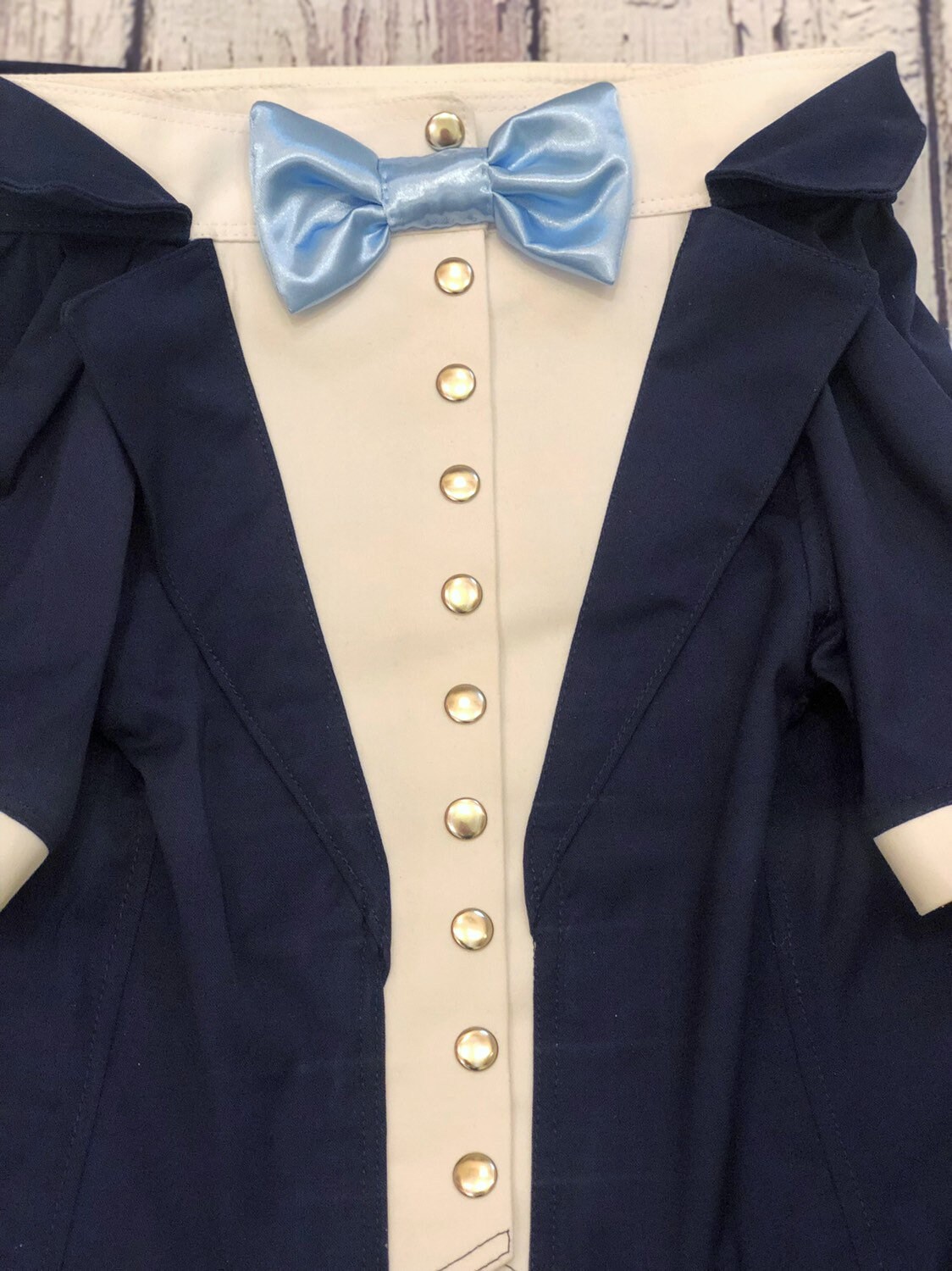 Navy blue dog tuxedo with sky blue bow tie Dog wedding attire | Etsy