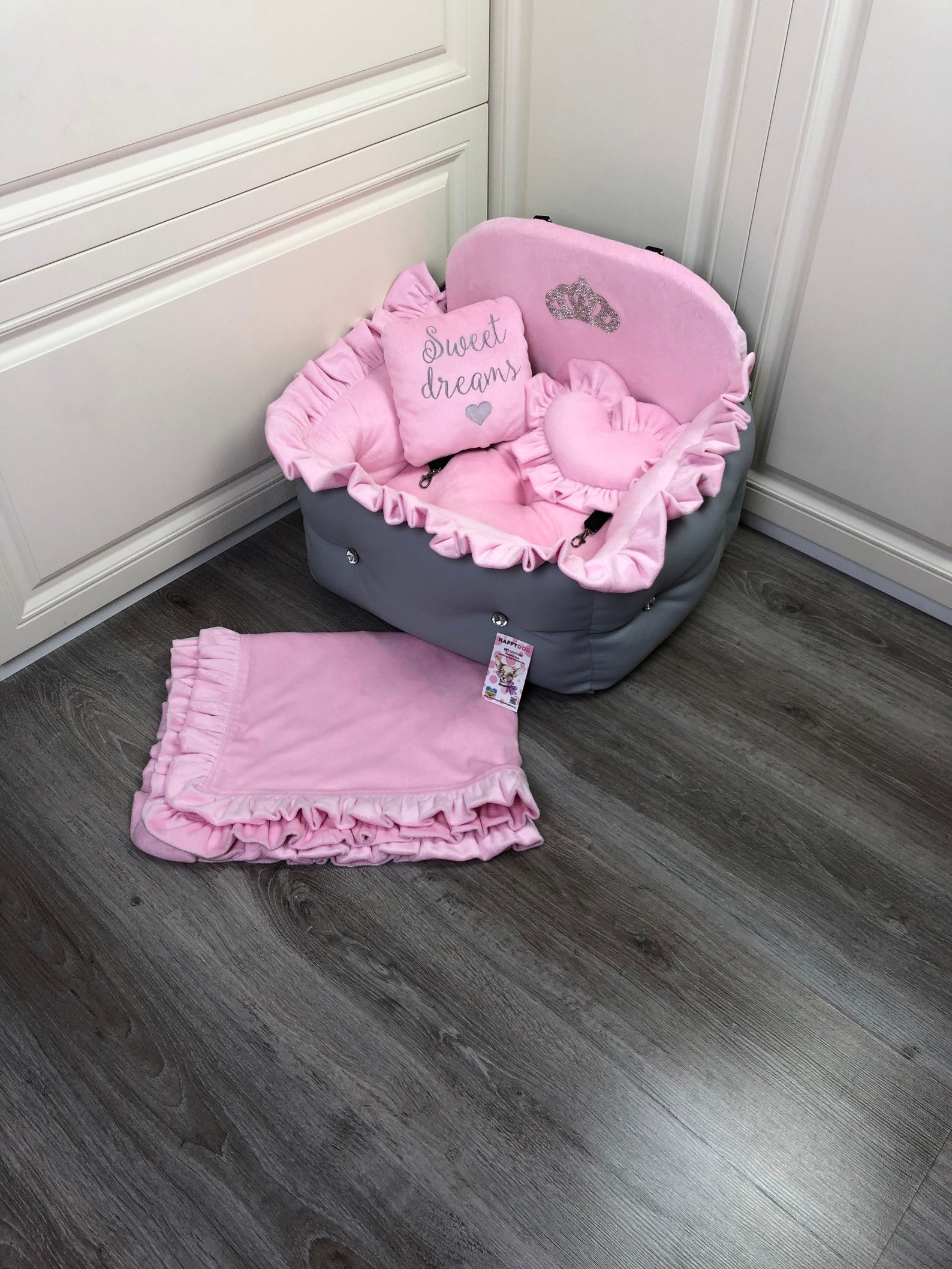 Gray and Pink Dog Car Seat Luxury Pink Pet Driving Kit - Etsy