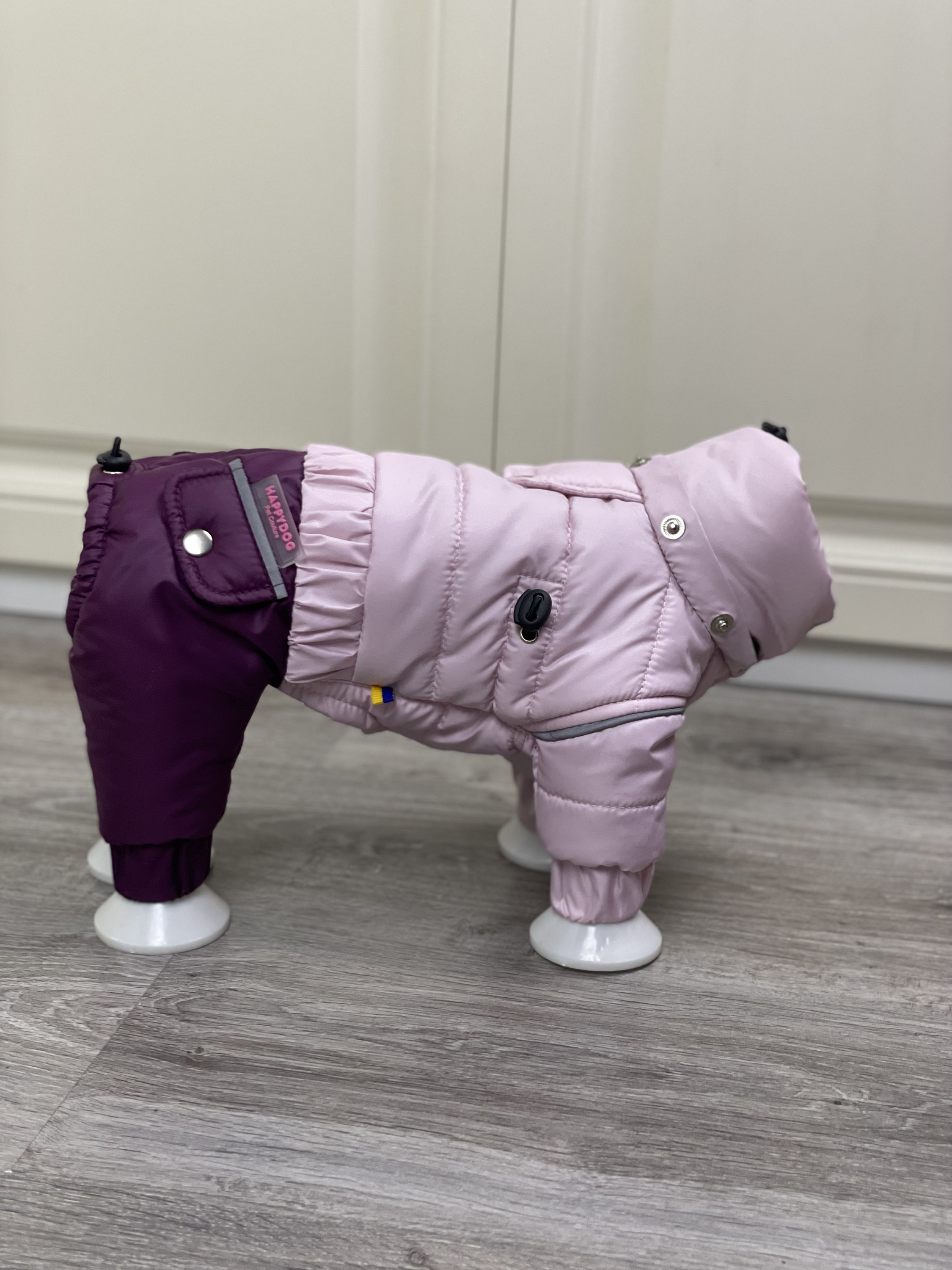 Custom Dog Puffer Suit: Rose Pink & Burgundy Winter Overall - Etsy
