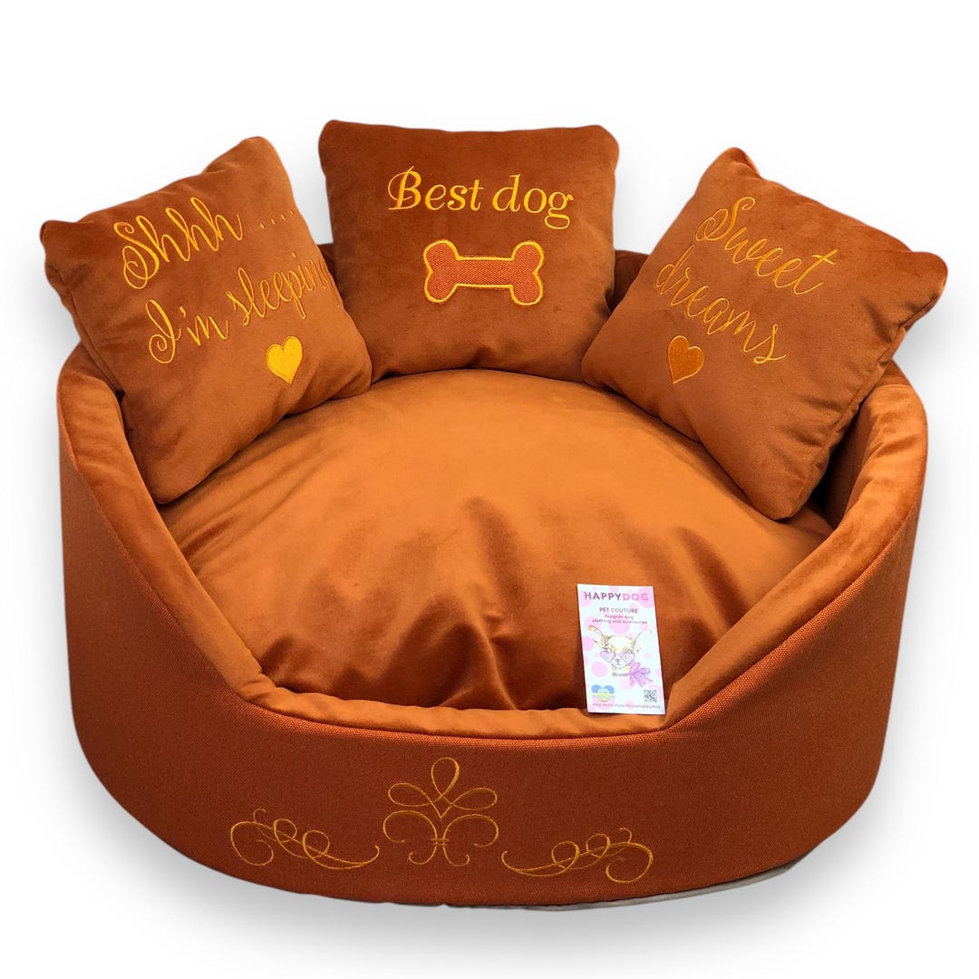 Orange Luxury Dog Bed Customized Princess Dog Bed for Dog Designer ...