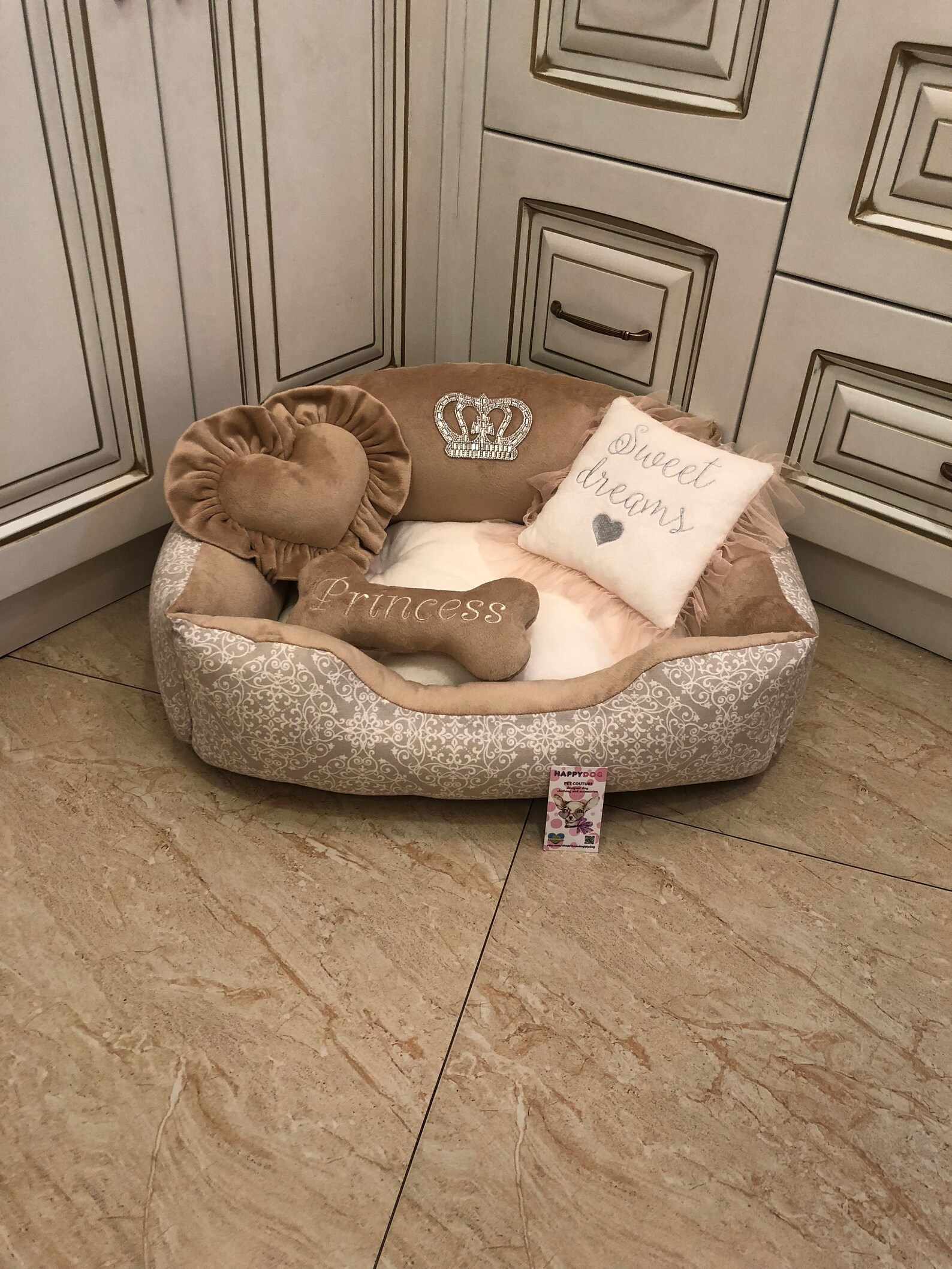 Cream and Beige Designer Dog Bed Princess Dog Bed Custom Made | Etsy