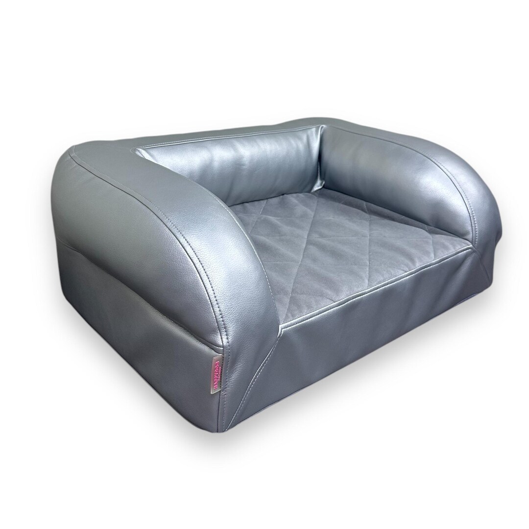 Luxury Silver & Beige Dog Couch – Designer Pet Sofa With Removable ...