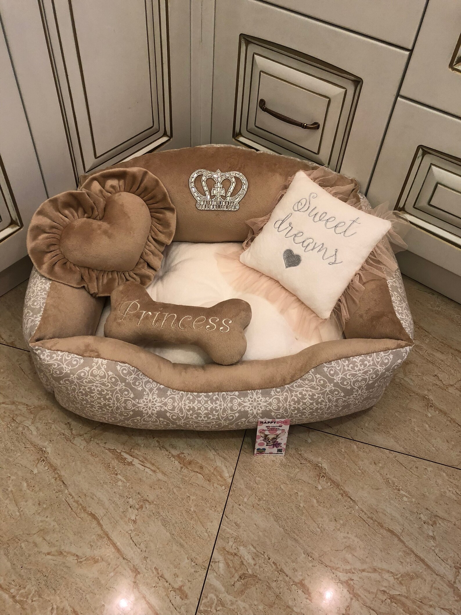 Cream and Beige Designer Dog Bed Princess Dog Bed Custom Made | Etsy