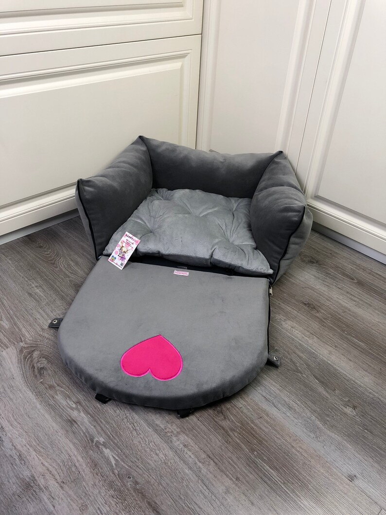 Gray and Pink Dog Car Seat Driving Kit for Dog Designer Dog | Etsy