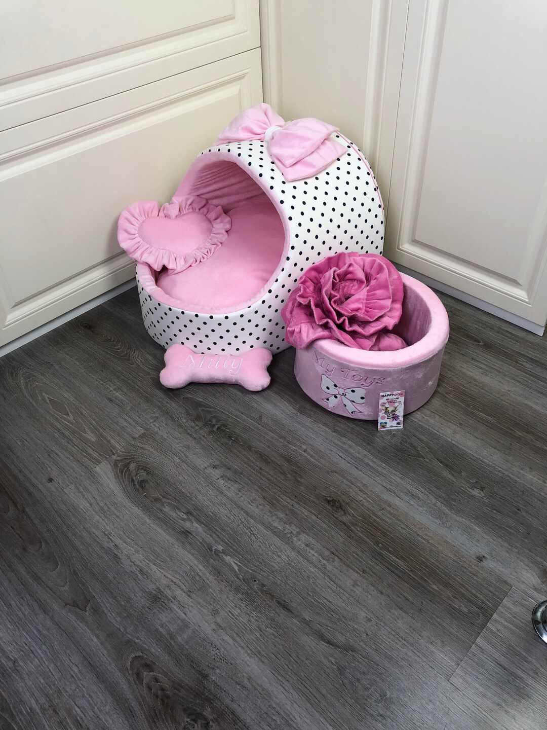Pink Polka Dot Dog Cradle: Luxury Puppy Bed, Custom Pet Sofa - Etsy