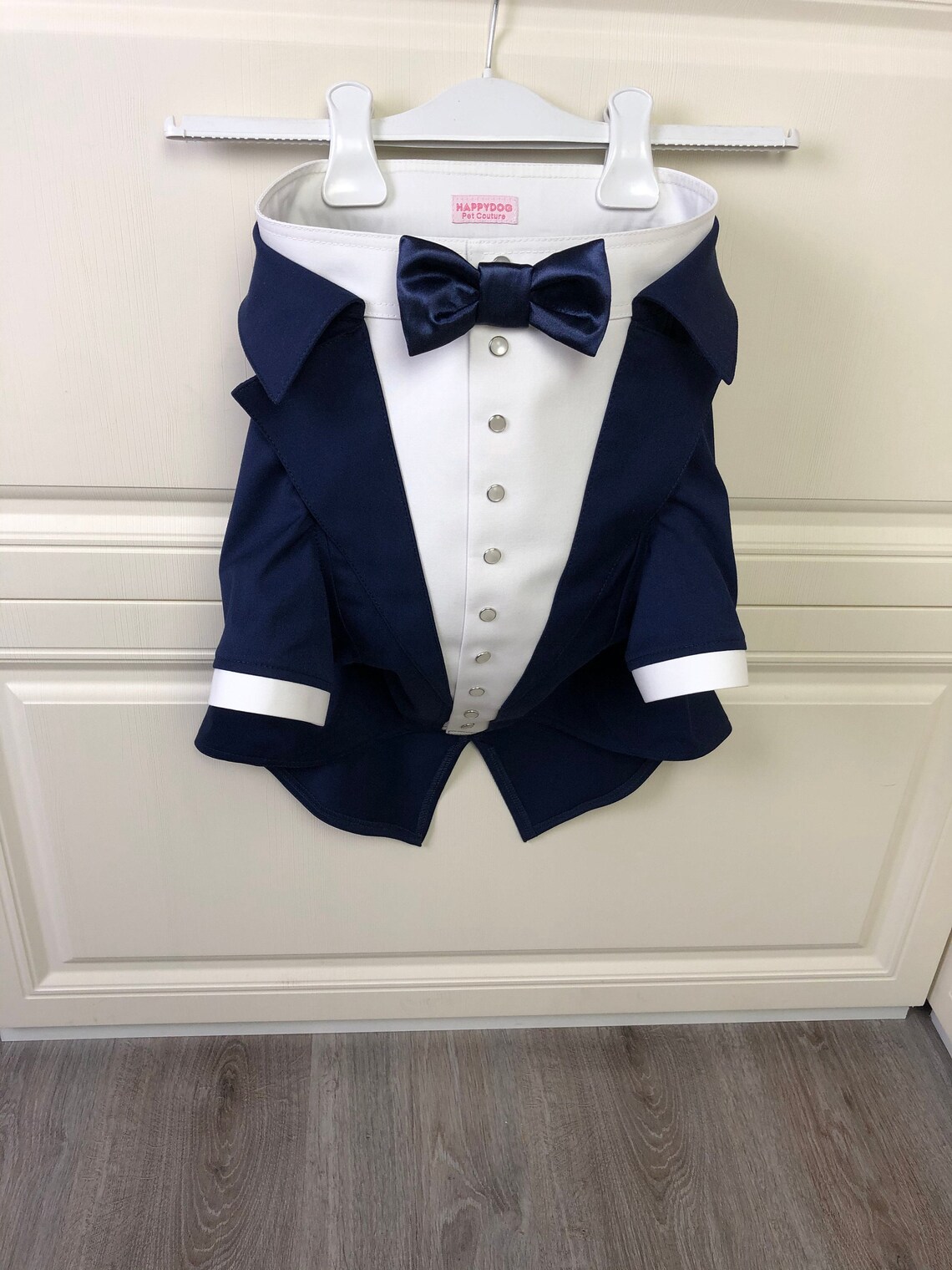 Navy blue dog tuxedo with blue bow tie English bulldog tuxedo | Etsy