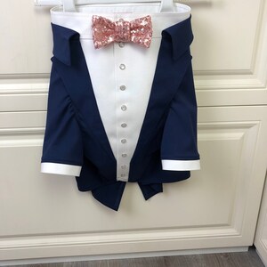 Navy Blue Dog Tuxedo With Golden Rose Sequins Bow Tie Dog - Etsy