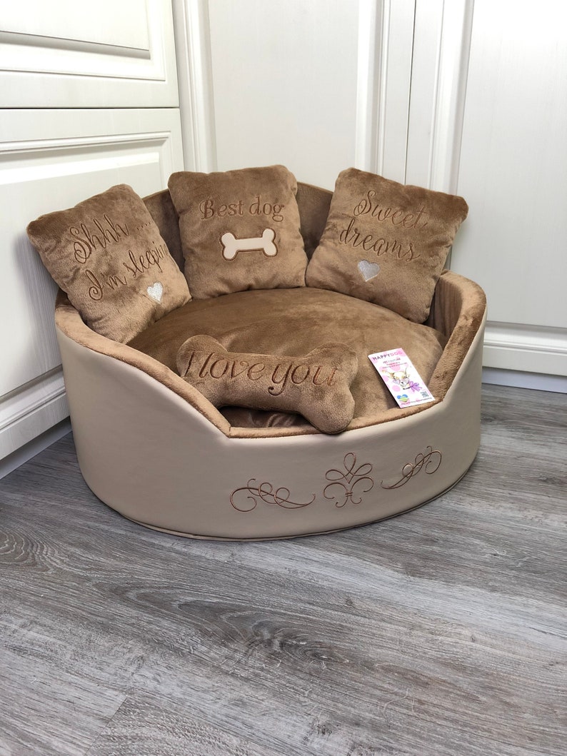 Luxus Hundebett in braun und beige Kunstleder Haustierbett - Etsy.de