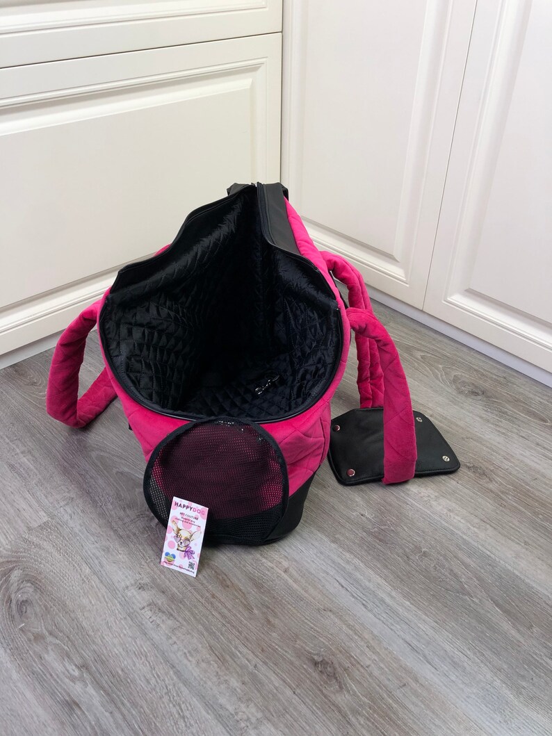 Fuchsia and Black Designer Dog Bag Black and Pink Luxury Dog | Etsy