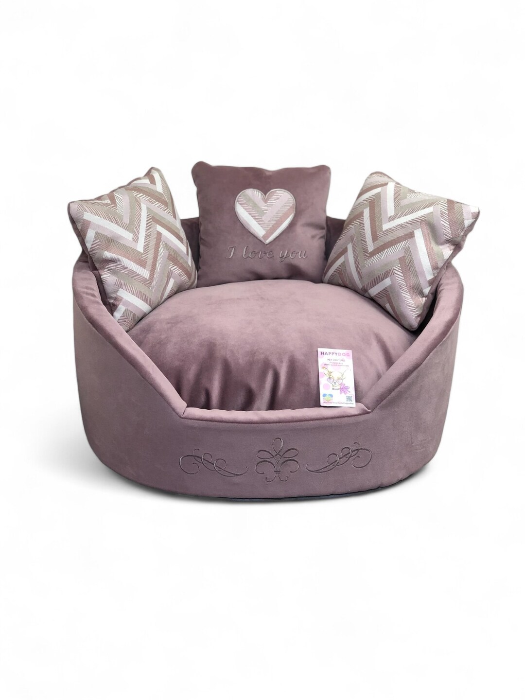 Dusty Rose Plush Dog Bed: Luxury Pet Bed With Pillows - Etsy