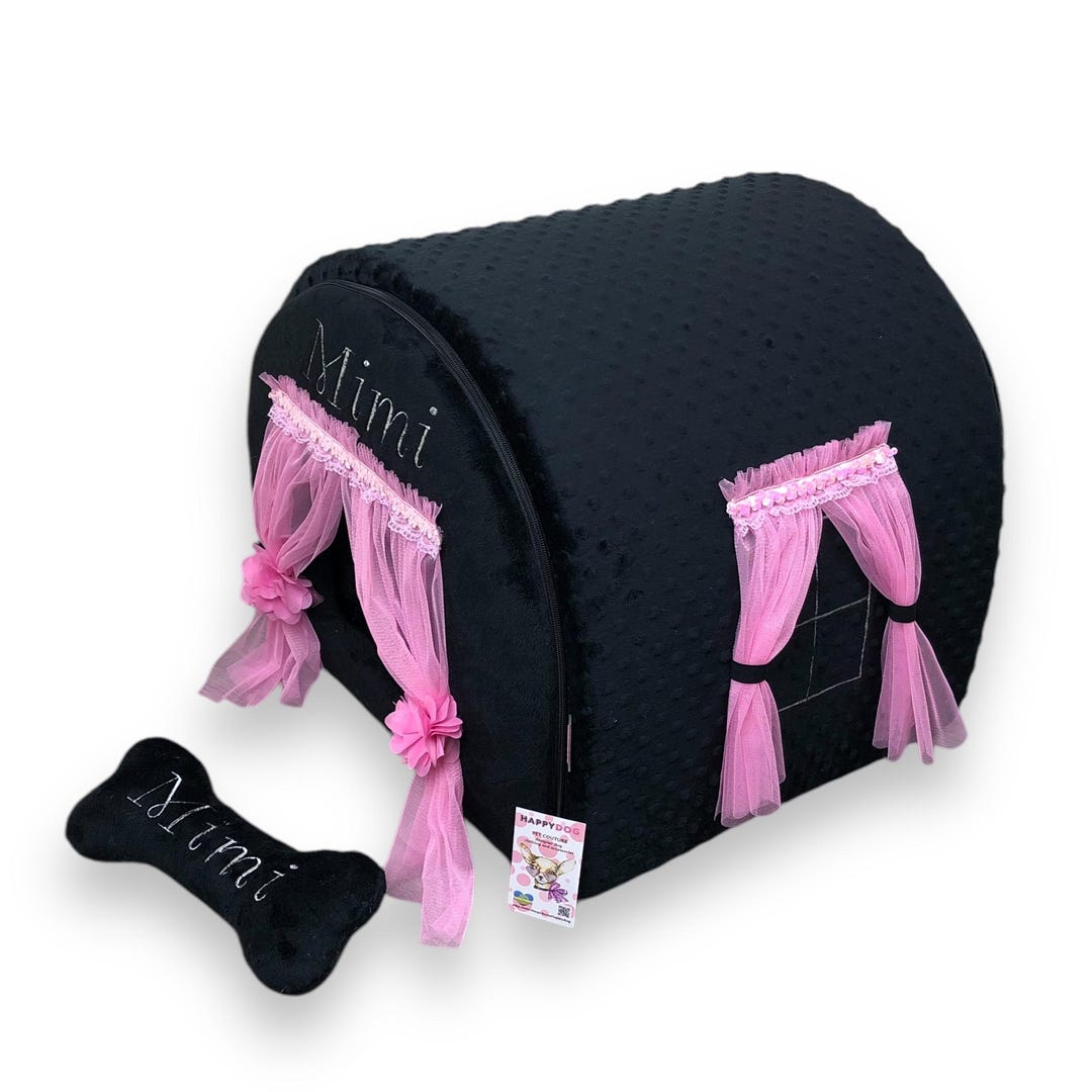 Black and Pink Princess Dog House Luxury Dog Bed Designer Dog House for ...