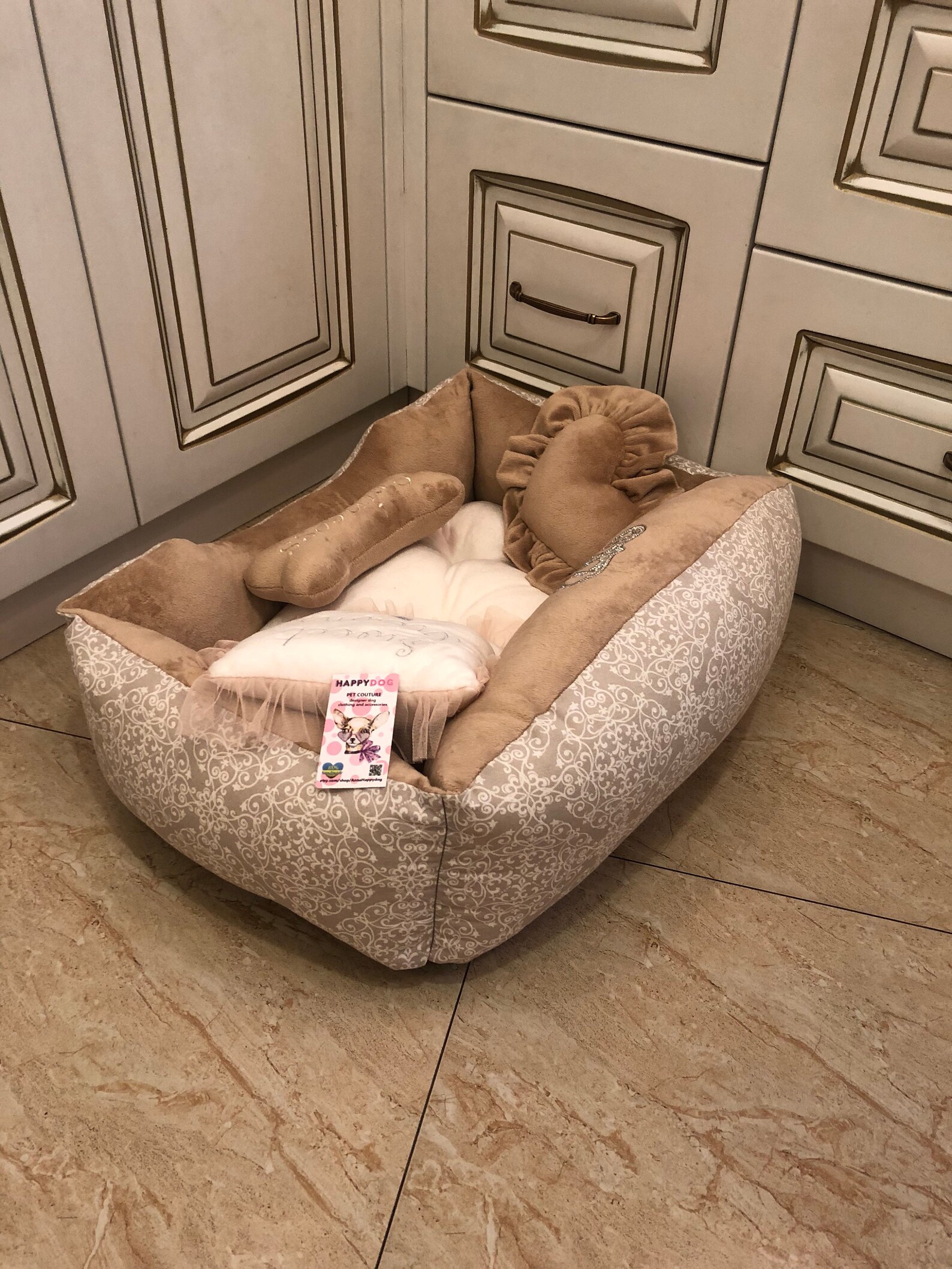 Cream and Beige Designer Dog Bed Princess Dog Bed Custom Made | Etsy