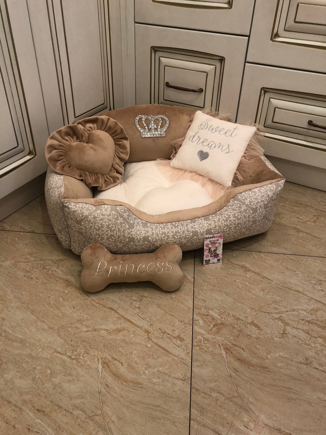 Cream and Beige Designer Dog Bed Princess Dog Bed Custom Made - Etsy