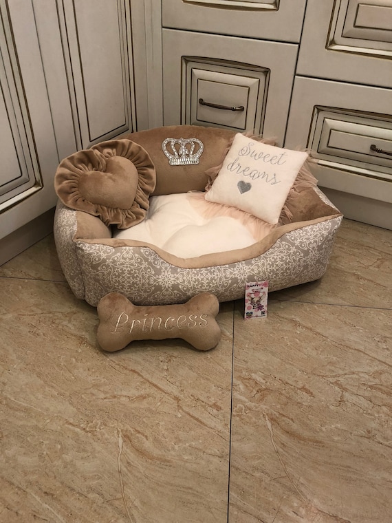 Cream and Beige Designer Dog Bed Princess Dog Bed Custom Made | Etsy