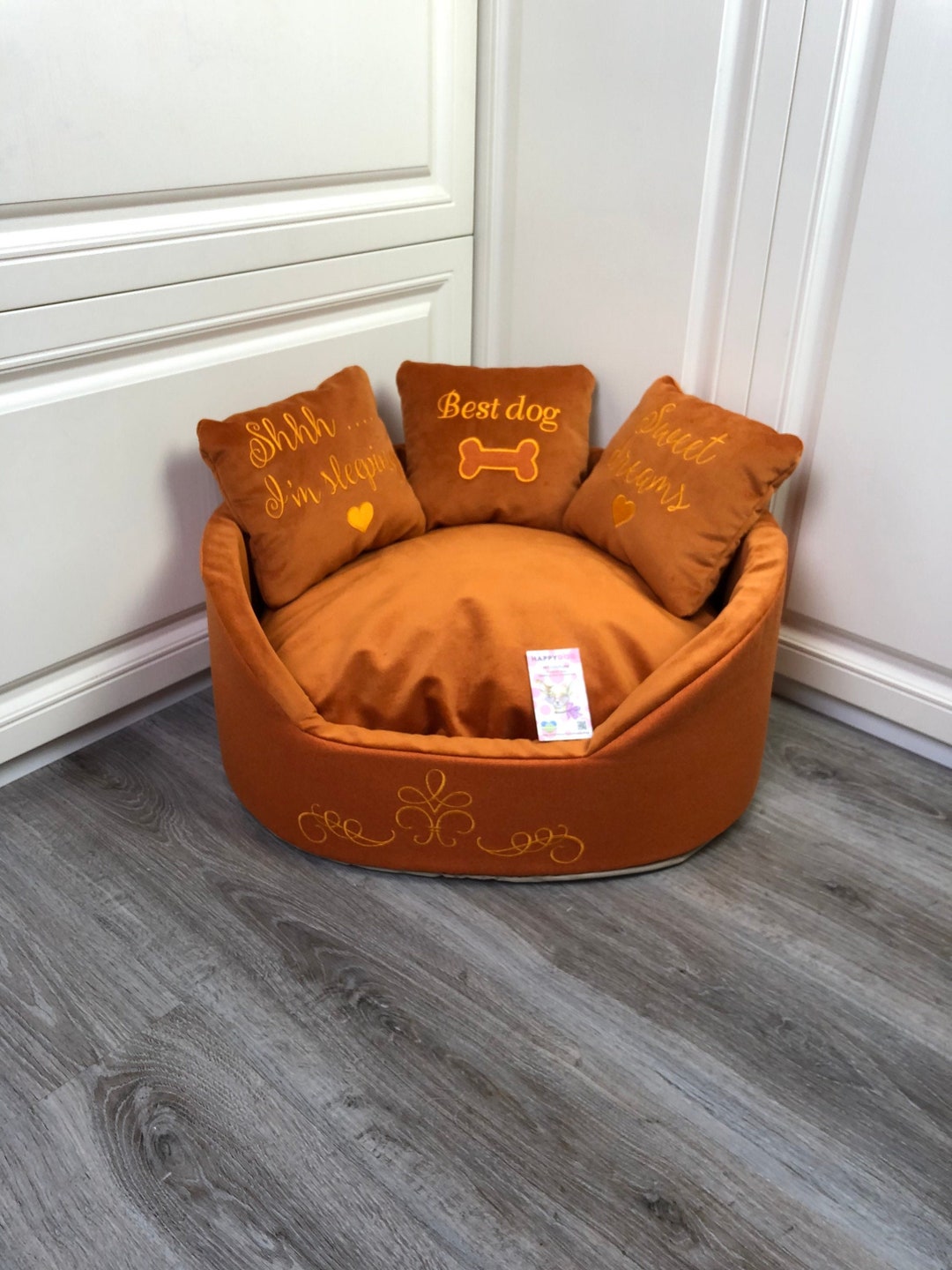 Orange Luxury Dog Bed Customized Princess Dog Bed for Dog Designer ...