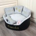 Black and Gray With Golden Personalized Dog Bed Faux Leather Pet Bed ...