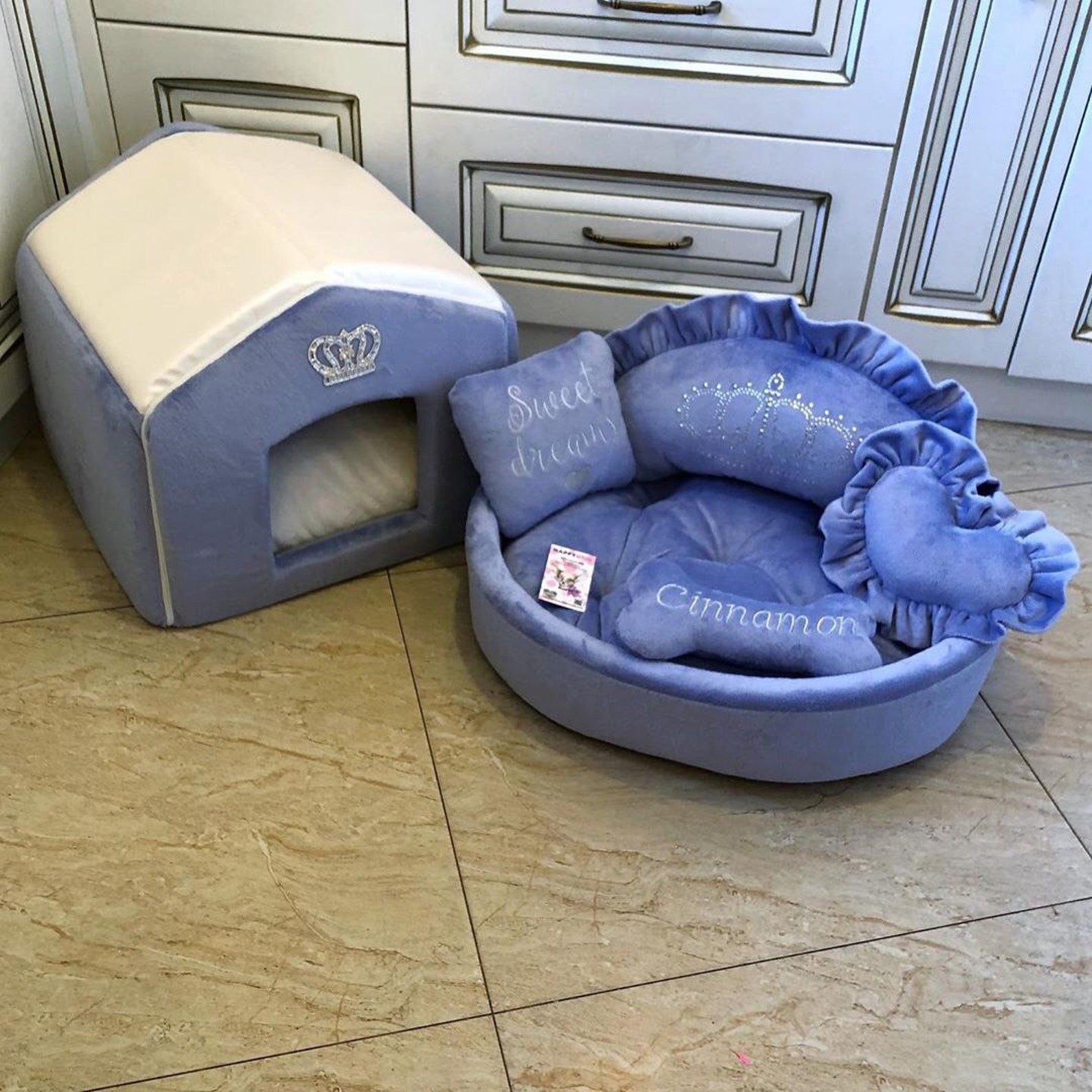 Cream and Lavender Designer Dog House Luxury Dog Bed Princess | Etsy