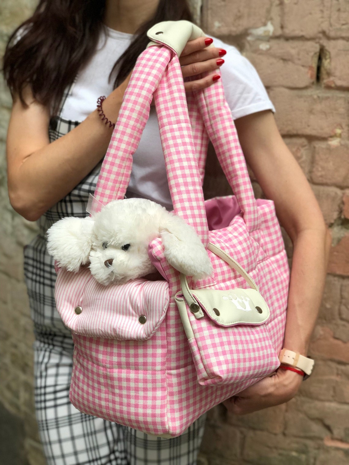 Baby pink and cream dog carrier Princess dog carrier Custom | Etsy